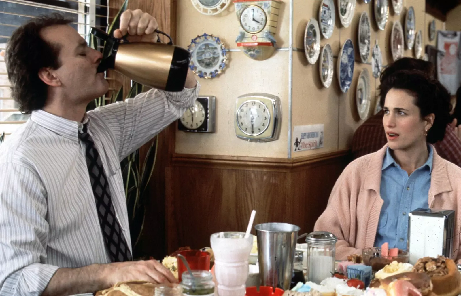 Bill Murray e Andie MacDowell em 'Preso no Tempo'.
