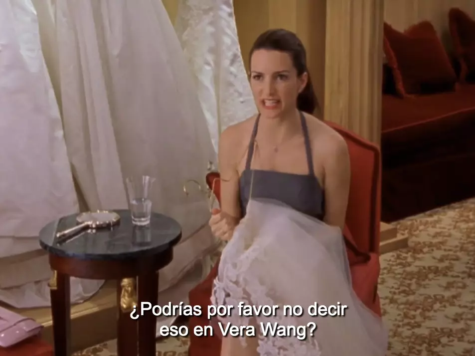 Charlotte in Vera Wang.