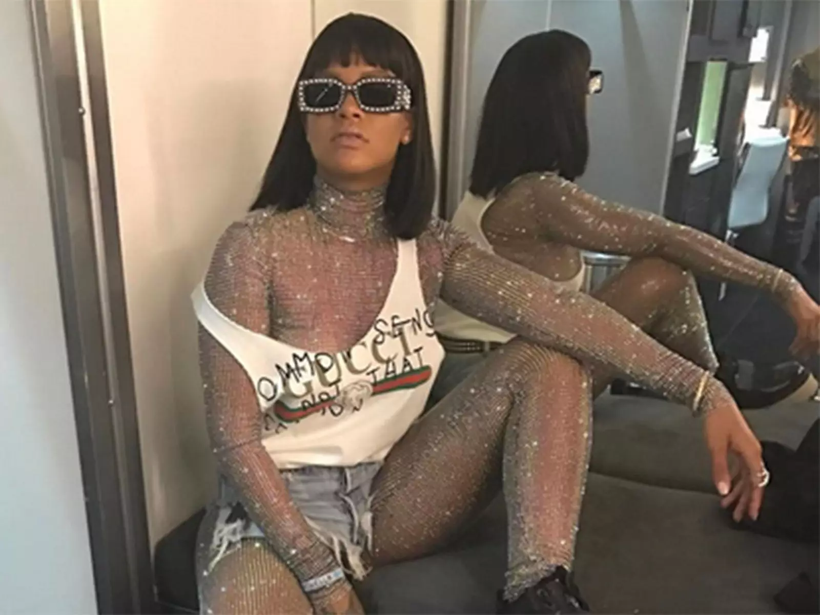 Rihanna in haar totale Gucci-soek vir Coachella.