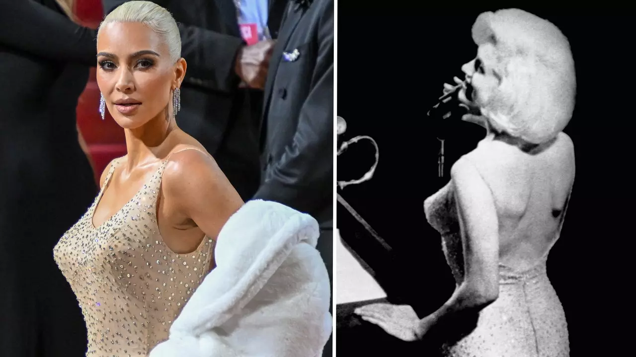Møtte galla: Kim Kardashian gikk ned 7 kilo for å komme inn i kjolen som Marilyn Monroe hadde på seg den dagen hun sang «Happy Birthday» til Kennedy