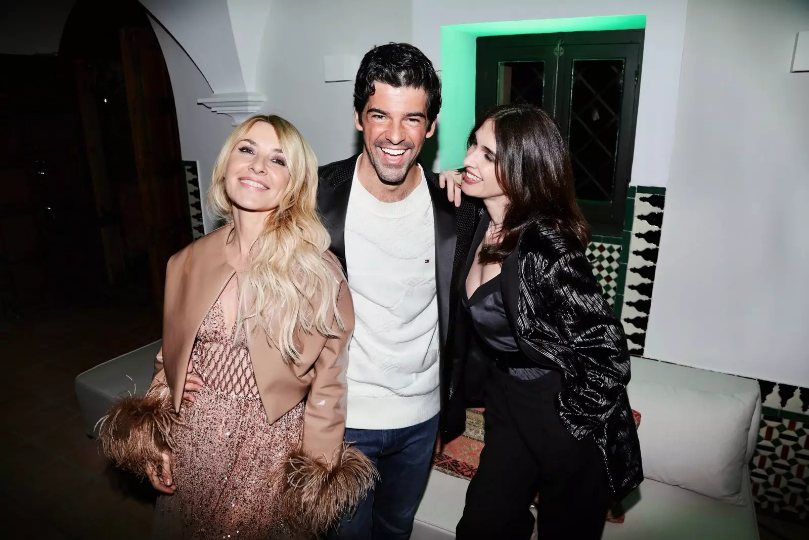 Paz Vega with Cayetana Guilln Cuervo and Miguel Ángel Muñoz at the Sevillian actress's anniversary party.