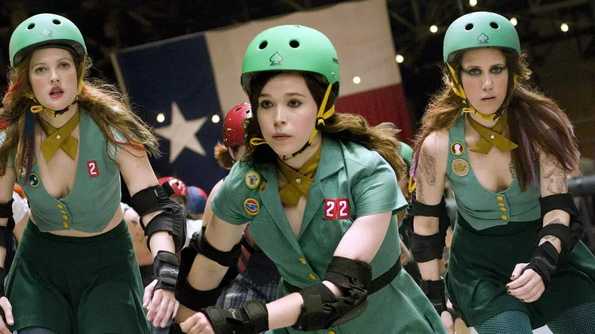 德魯·巴里摩爾·埃利奧特·佩奇和克里斯汀·韋格在“Roller Girls”中。