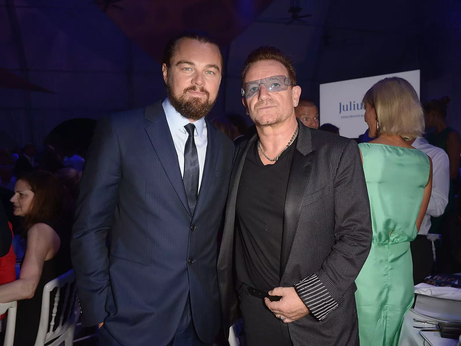 Leonardo DiCaprio un Bono vakardienas svinībās.