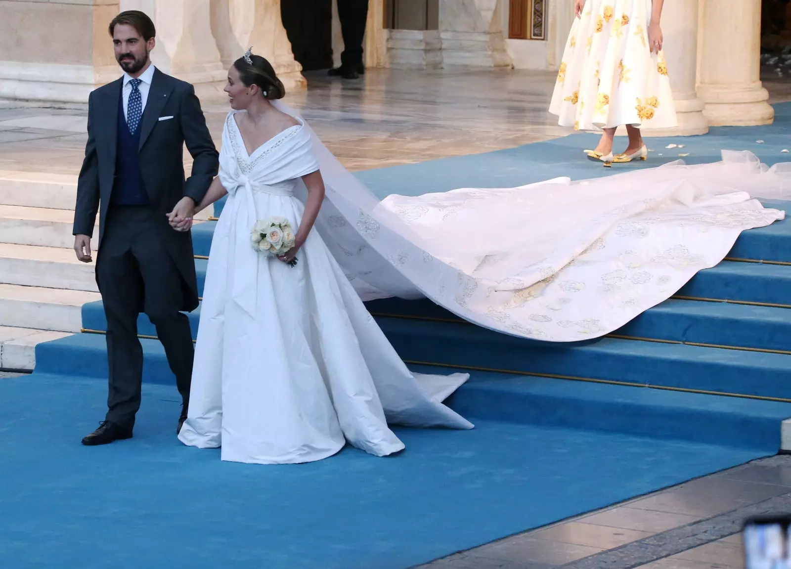 Nina Flohr glänzt bei ihrer Hochzeit mit Prinz Philippos in Chanel und mit der Korsaren-Tiara