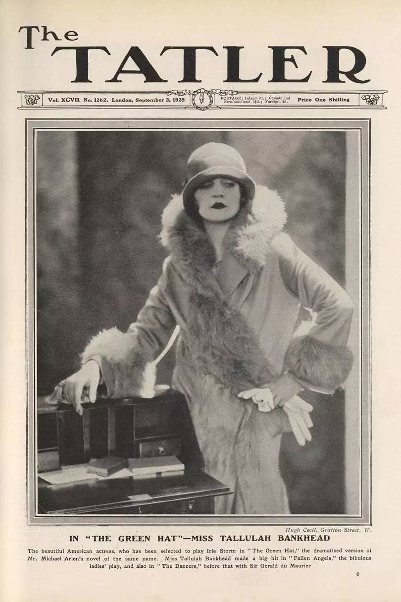 Tallulah Bankhead di sampul Tatler pada bulan September 1925.