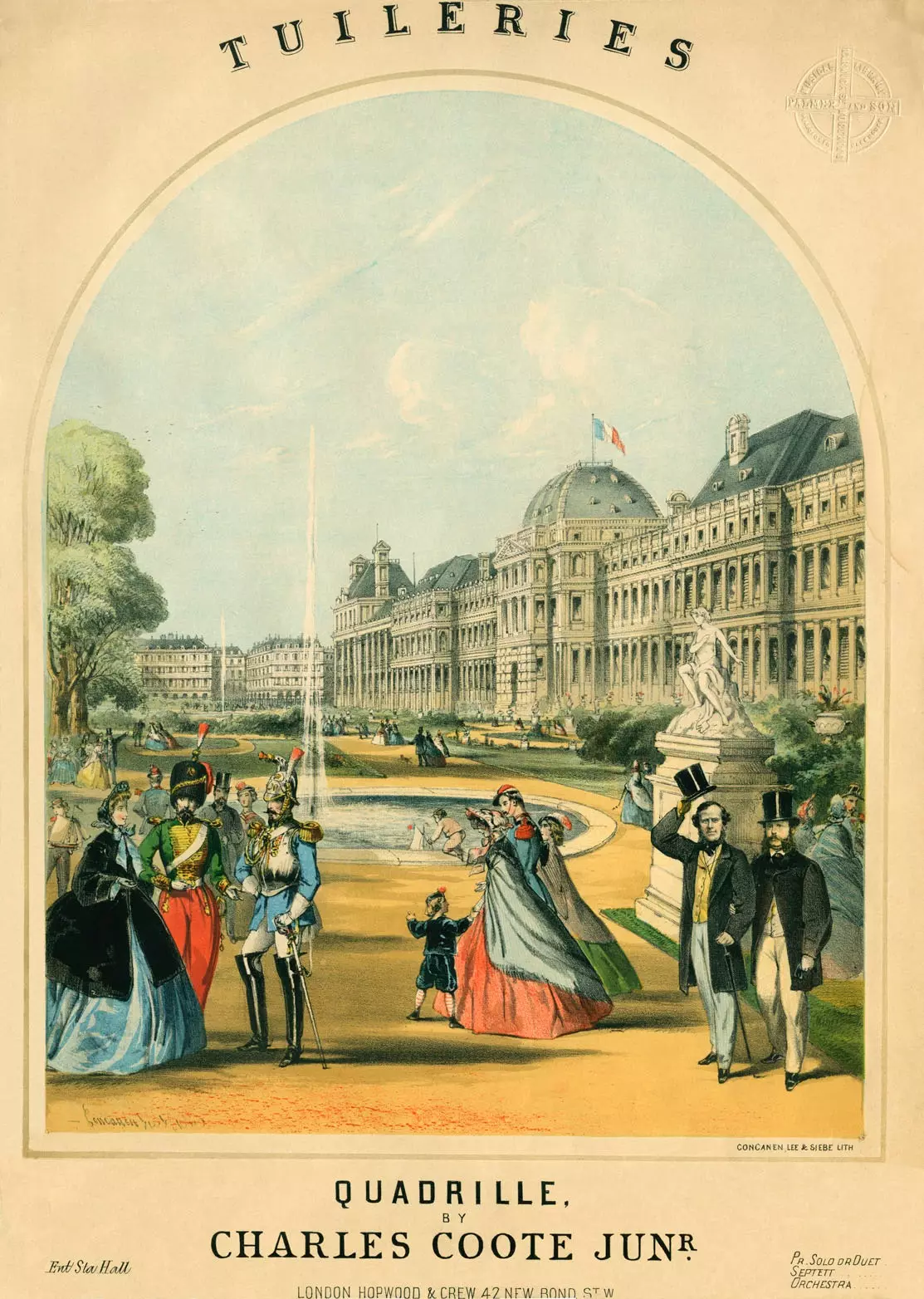 I-Tuileries Gardens lithograph kaConcanen Lee kanye noSiebe yanyatheliswa ngo-1858.